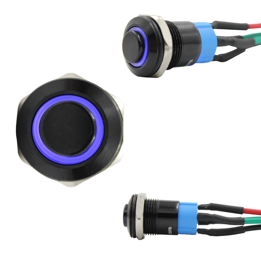 Pre-Wired LED 12mm Momentary Aluminium Push Button by Switch Boss