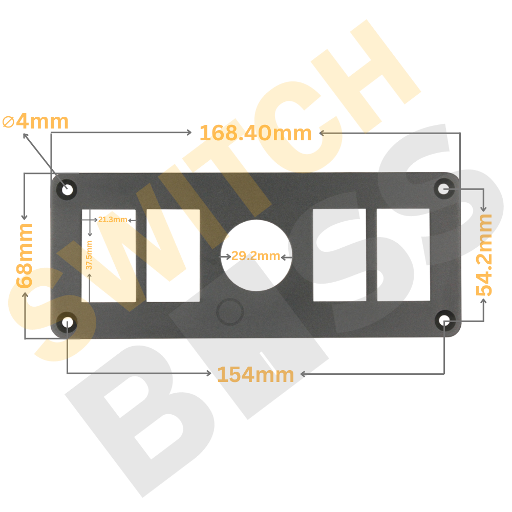 Aluminium 4 + 1 Gang Panel to suit Rocker Switches by Switch Boss