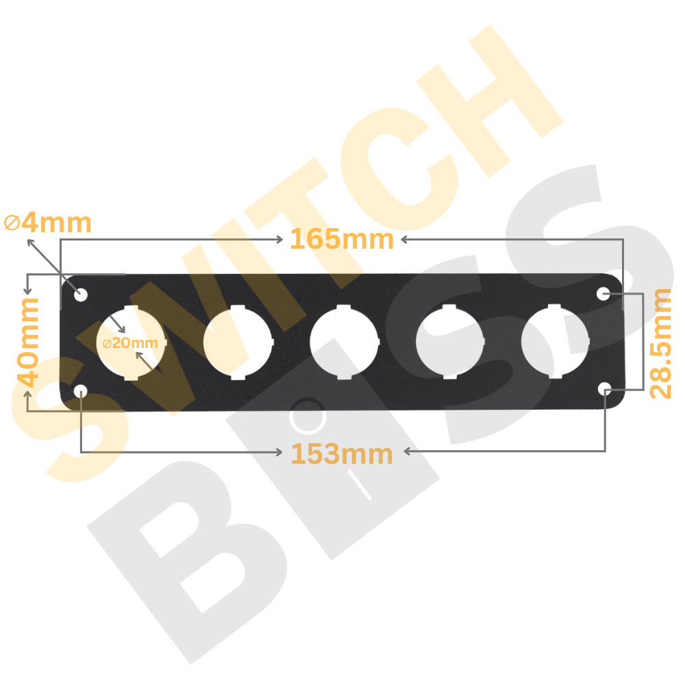 5 Gang 20mm Mini Round Toggle Switch Panel by Switch Boss
