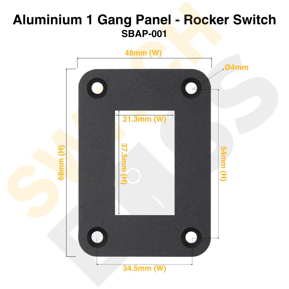 Aluminium 1 Gang Panel to suit Rocker Switches by Switch Boss