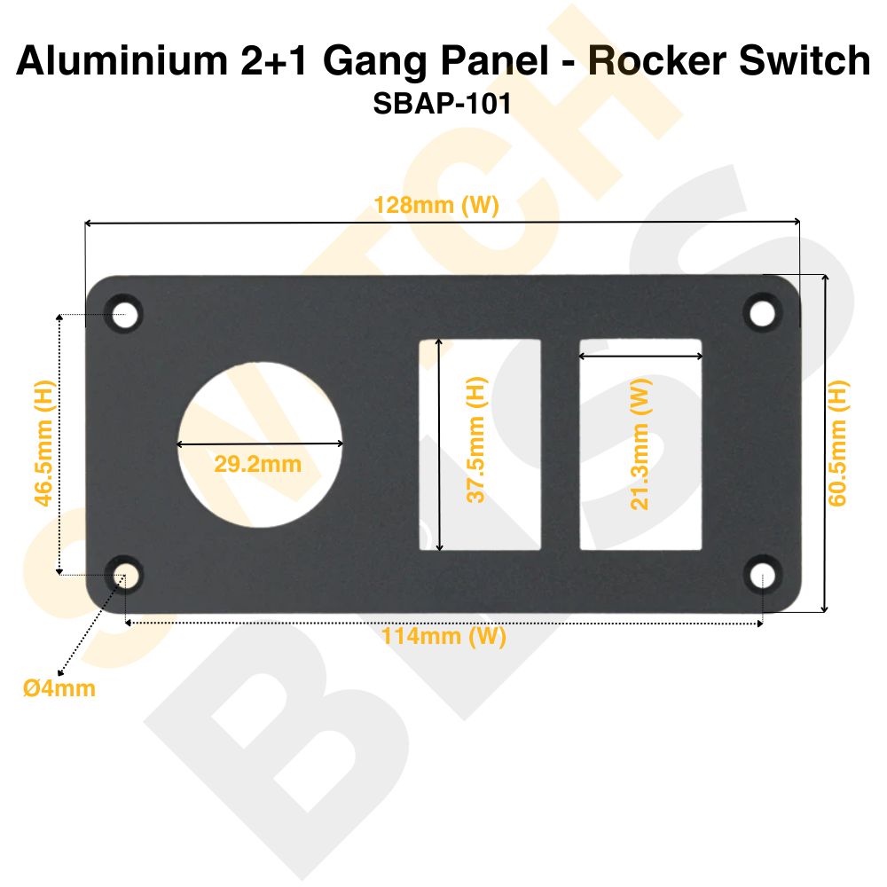 Aluminium 2 +1 Gang Panel to suit Rocker Switches by Switch Boss