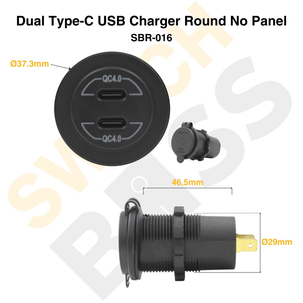 Dual USB-C USB Charger | Round | by Switch Boss
