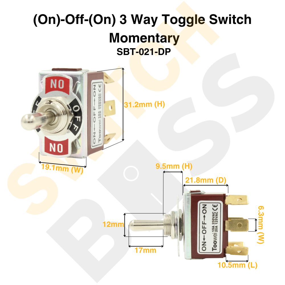 On-Off-On 3 Way Toggle Switch by Switch Boss