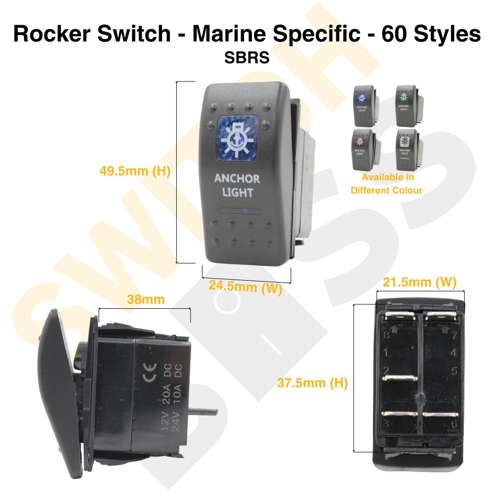 Marine Rocker Switch by Switch Boss - Blue, Green, Red, White LED!