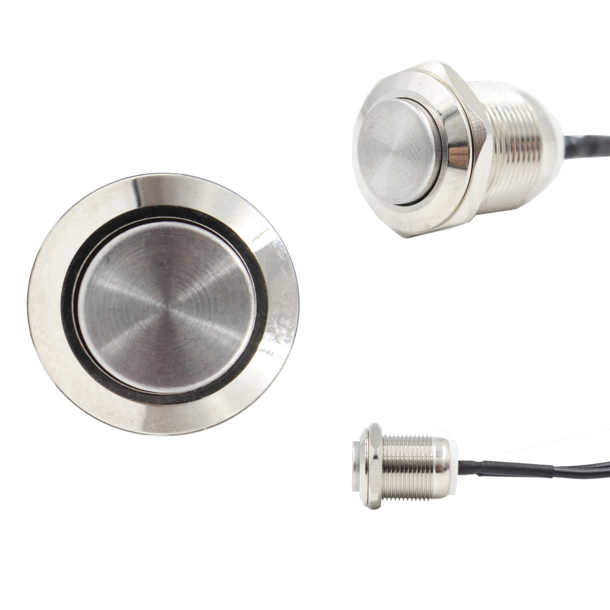 Pre-Wired 12mm Momentary Aluminium Push Button by Switch Boss