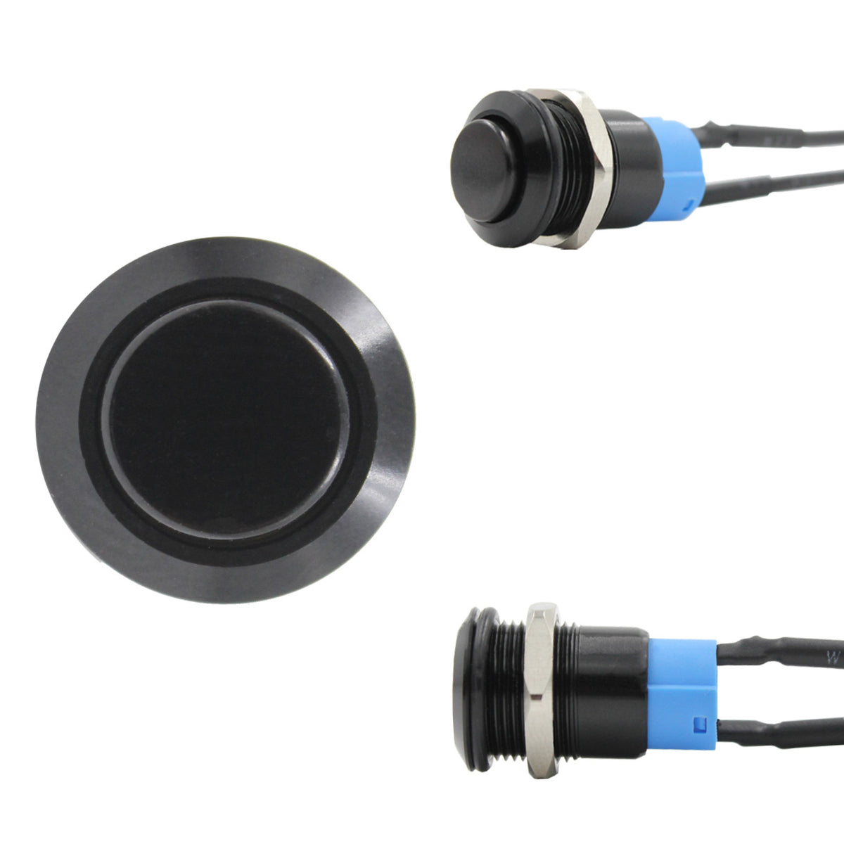 Pre-Wired 12mm Latching Aluminium Push Button by Switch Boss