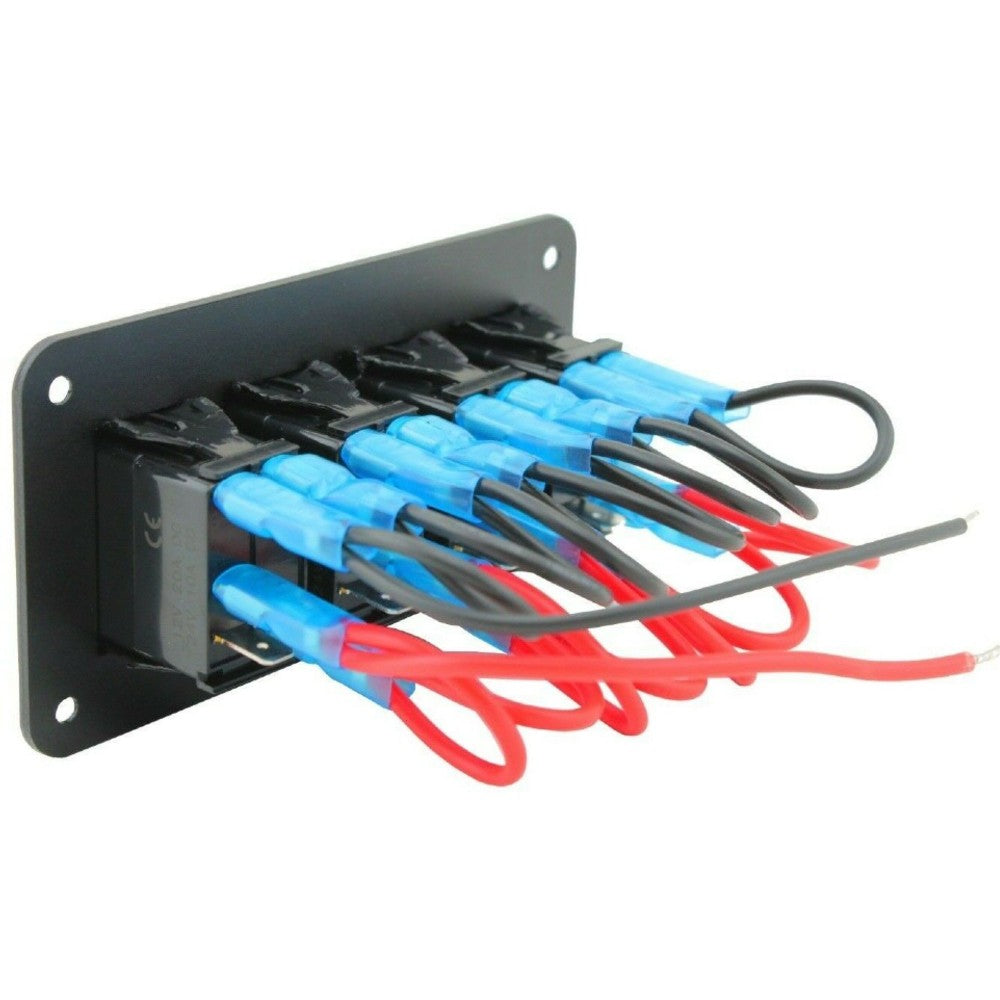 4 Gang Blue LED Rocker Switch Panel by Switch Boss