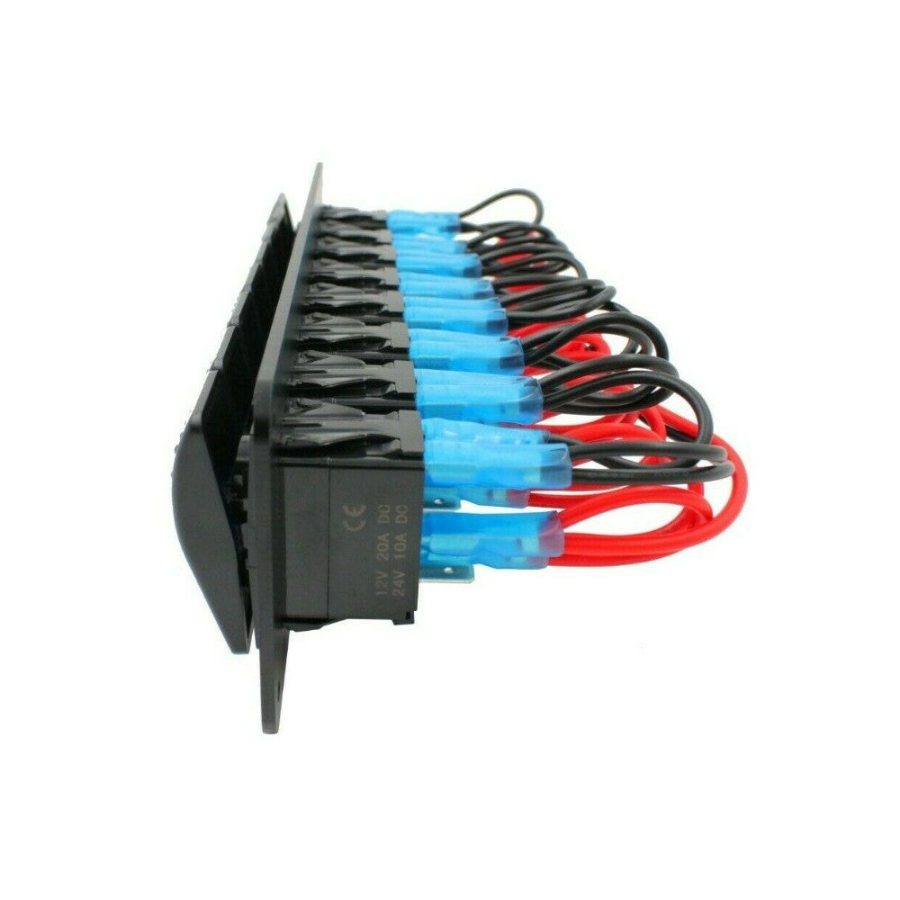 8 Gang Blue LED Rocker Switch Panel by Switch Boss