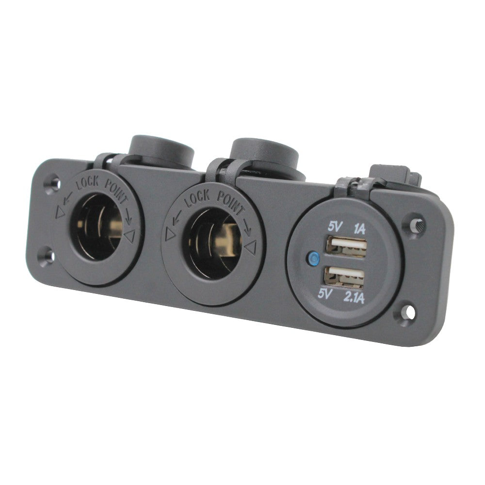 Cig Socket + Cig Socket + Dual USB Panel by Switch Boss