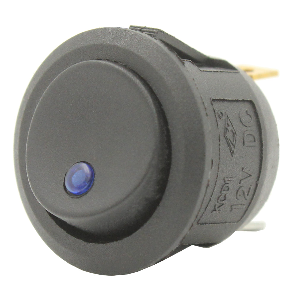 Mini Round Toggle Switch Black w/ Blue LED by Switch Boss