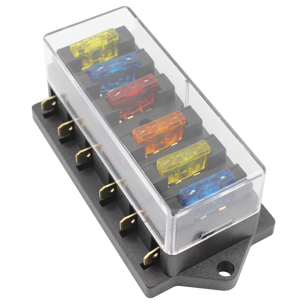 6 Way Standard Blade Fuse Block by Switch Boss
