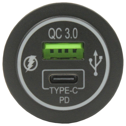 Type C USB + QC USB Charger | Round | by Switch Boss