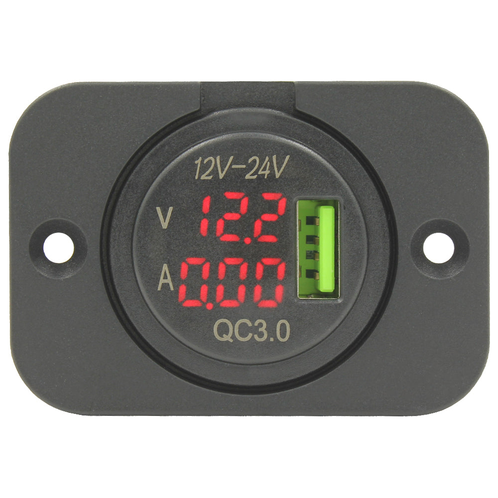 Amp + Volt Meter + USB 3.0 Charger | Round | by Switch Boss