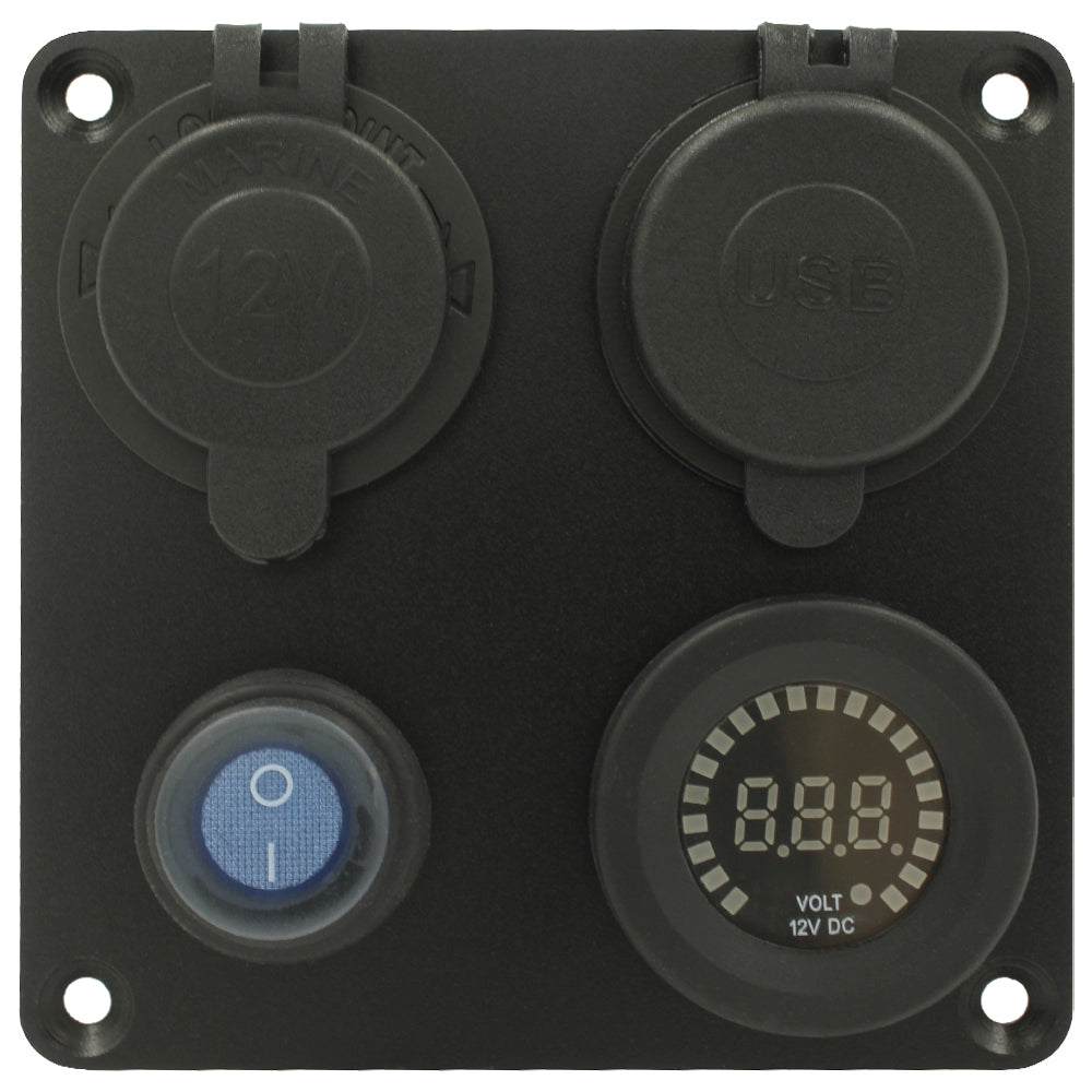 Switch + Cig Socket + Dual USB + Volt Display Panel by Switch Boss