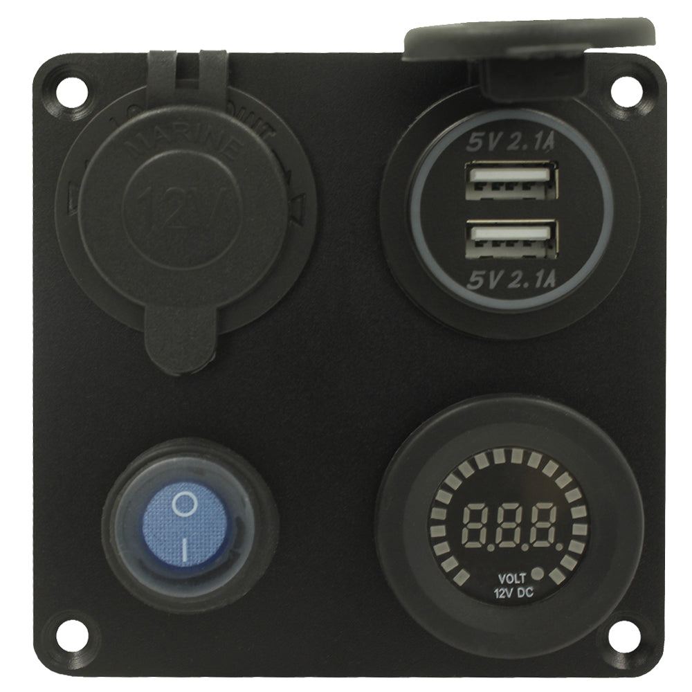 Switch + Cig Socket + Dual USB + Volt Display Panel by Switch Boss