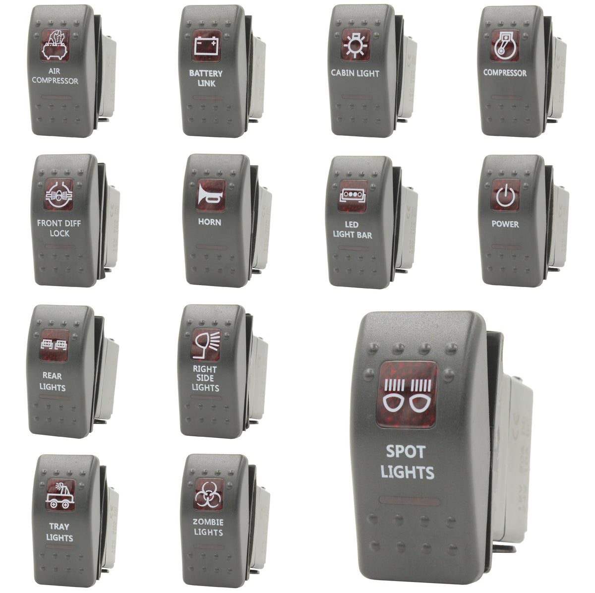 Red LED Rocker Switch by Switch Boss - 93 Styles Available!