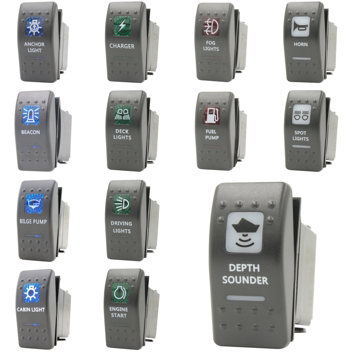 Marine Rocker Switch by Switch Boss - Blue, Green, Red, White LED!