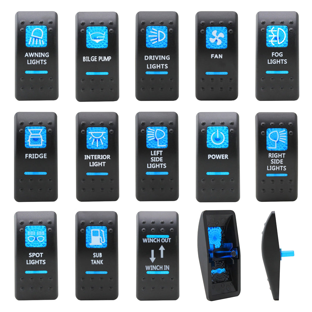 Custom Printed Rocker Switch Covers (Blue) by Switch Boss