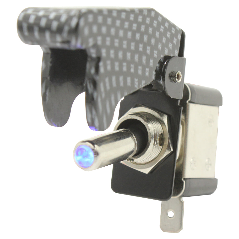On-Off LED Toggle Switch + Carbon Look Missile Cover by Switch Boss