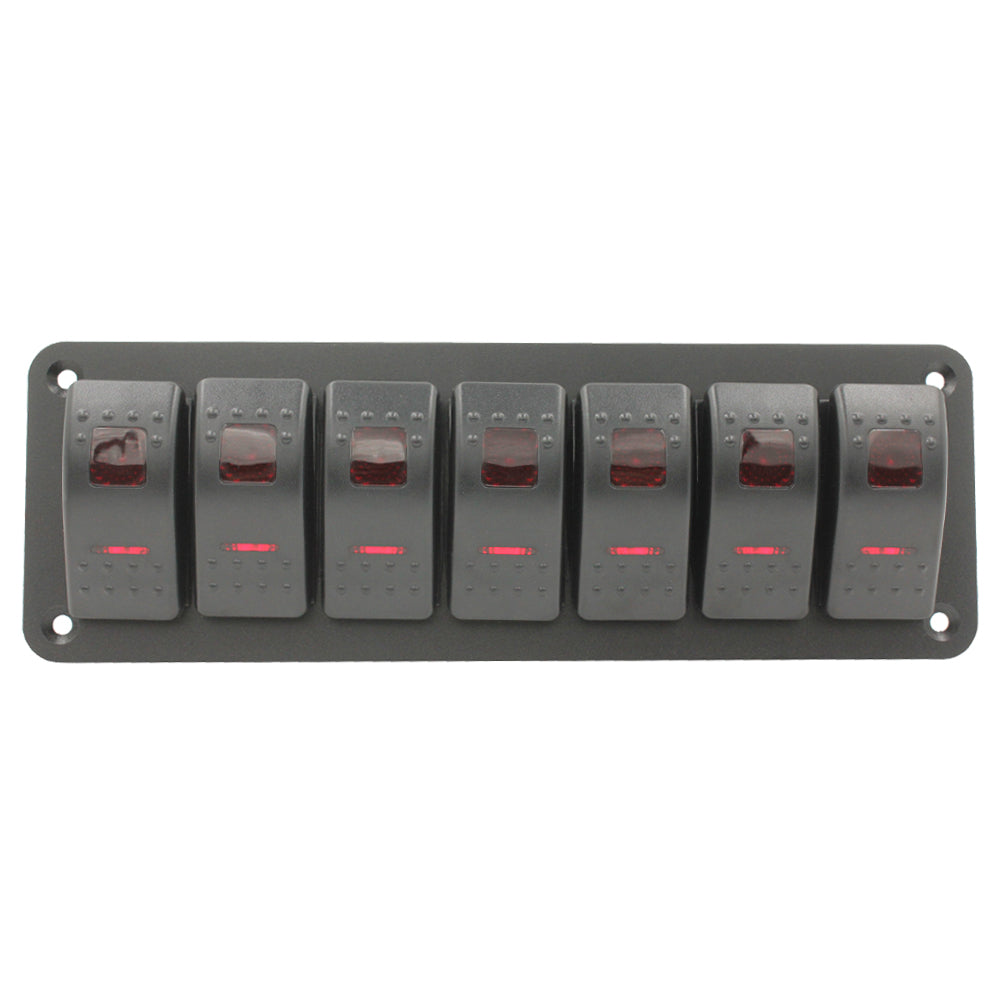 7 Gang Red LED Rocker Switch Panel by Switch Boss